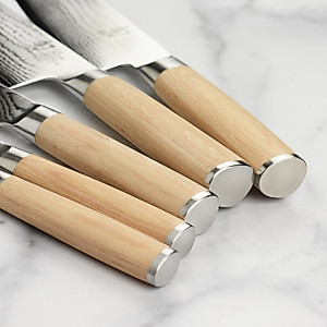 Shun Classic Blonde 7 Piece Knife Set with Angled Birch Block