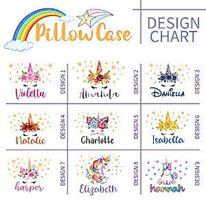 Personalized Toddler/Baby Bed Pillowcase w/Name 20"x26" - Customized Unicorn/Cat Pillow Case/Cover for Boy Girl Kids - Custom Travel/Bedding/Crib/Nursery/Infant Organic Cotton Pillowcases Sleeping C1