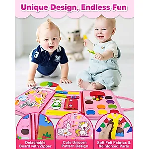 Exorany Busy Board Montessori Toys for 1 2 3 4 Year Old Girl Birthday Gifts, Busy Book Sensory Learning Easter Toys for Toddlers 1-3 2-4, Toddler Girl Travel Educational Activities