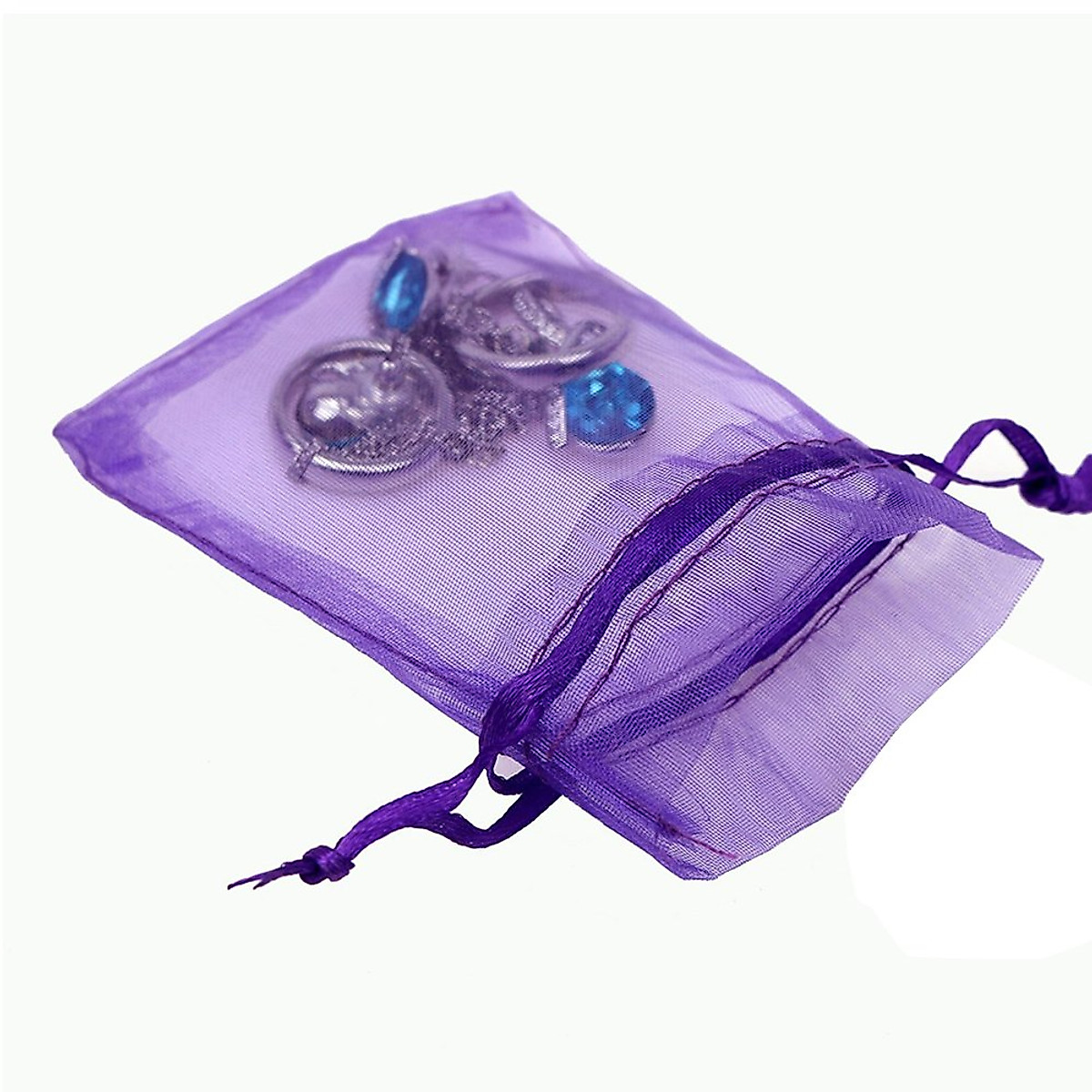 Boshen 100/200PCS Organza Gift Candy Sheer Bags Mesh Jewelry Pouches Drawstring Bulk for Wedding Party Favors Christmas (3" X 4"(100PCS), Purple)
