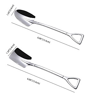 NMQLX Dessert Spoon Set, 6 Pcs 6" Shovel Shape Stainless Steel Spoons, Ice Cream Fruit Spoon for Home, Kitchen or Restaurant