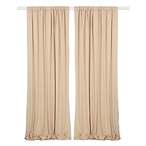 SHERWAY 9.5 Feet x 10 Feet Silky Soft Nude Backdrop Drapes, Beige Polyester Window Curtains for Wedding Party Ceremony Stage Decoration (20% Transparency)