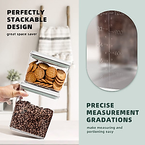 Tourdeus Pop Up Lid Food Storage Containers, Clear Storage Containers for Pantry Airtight Kitchen Containers Storage Set - 5 Pack for Cereal, Flour and Sugar, 3.5Qt, 2.9Qt, 2.1Qt, 1.3Qt, 0.6Qt