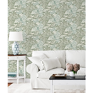 Surface Style - Peel and Stick Wallpaper, Scenic Wallpaper for Bedroom, Powder Room, Kitchen, Self Adhesive, Vinyl, 30.75 Sq Ft Coverage (Serene Scenes Collection, Willow)