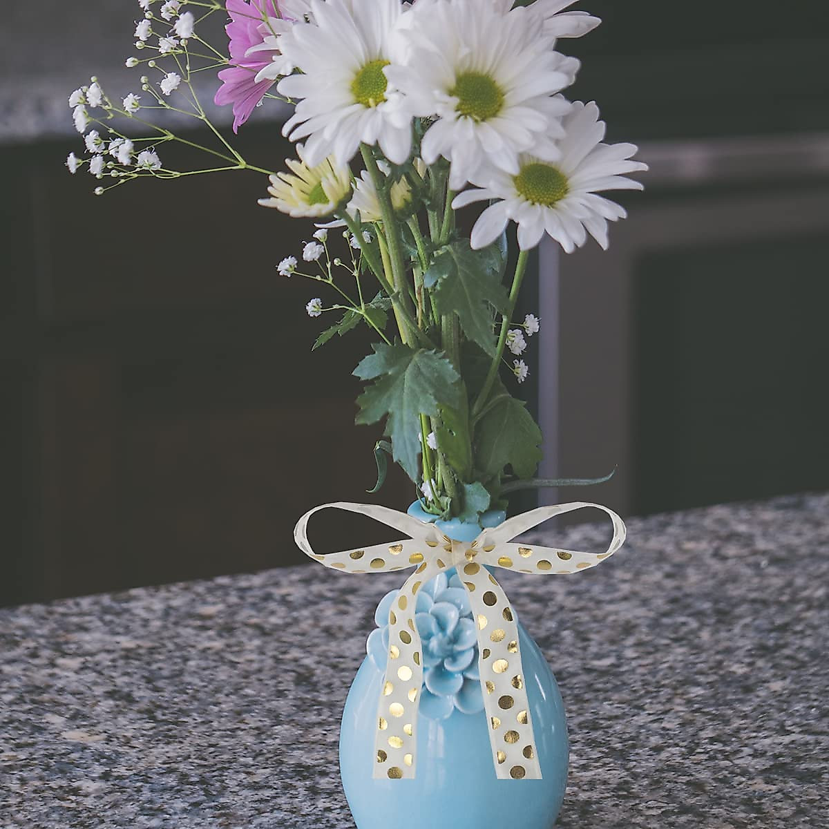 Nichemigo 1 Inch Wide Polka Dot Ribbon, Gold Dots Printed Organza Ribbons for Gift Wrapping Hair Bows Craft Sewing Invitation Floral Arrangement (11 Yards)