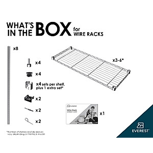 Everest 4-Shelf Shelving Units and Storage, Heavy Duty Storage Shelves (up to 250lbs), Wire Shelving Rack, Chrome Rack Shelf, 14" D x 36" W x 54" H