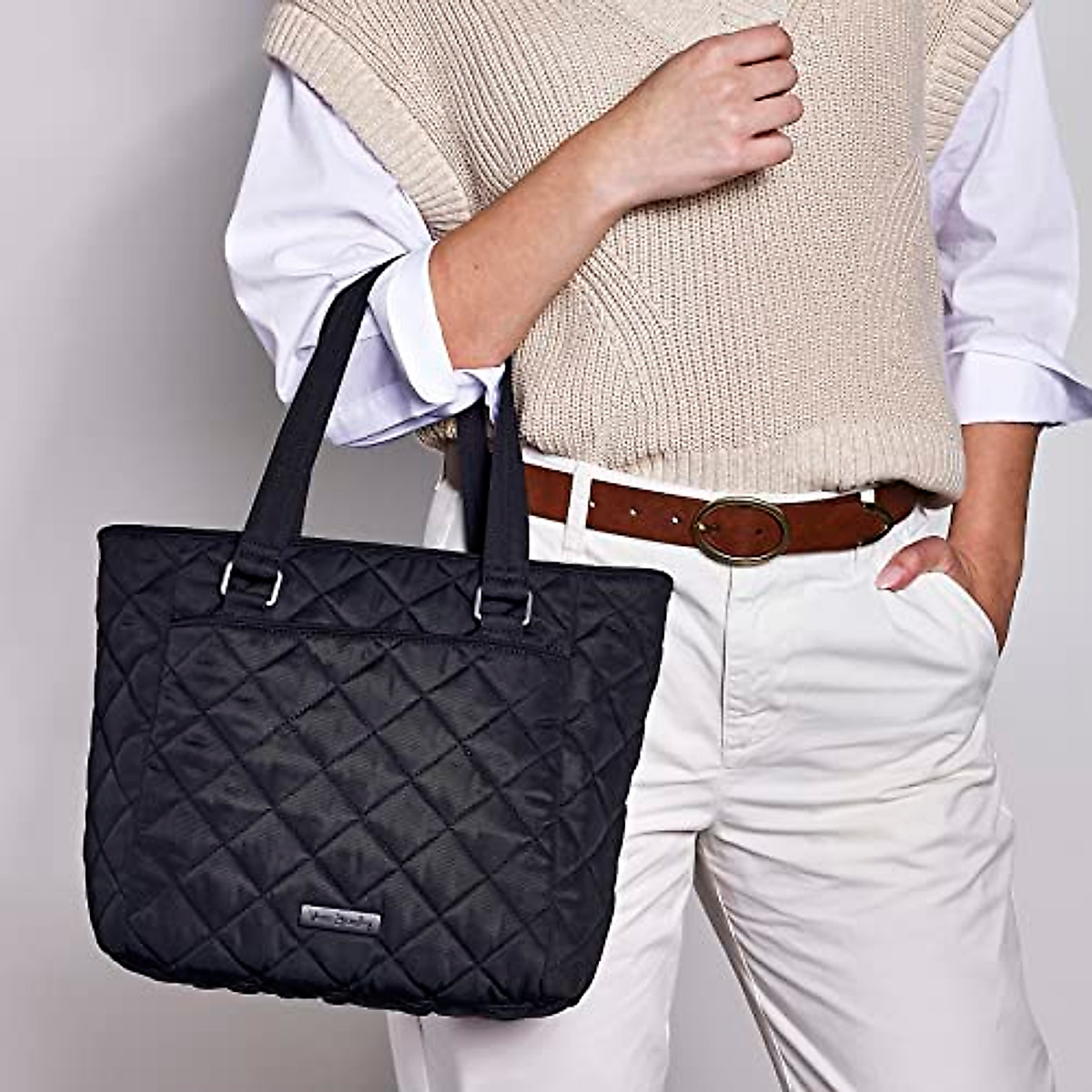 Vera Bradley Women's Performance Twill Multi-Strap Shoulder Satchel Purse, Peach Blossom Bouquet, One Size