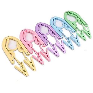 Portable Folding Travel Clothes Hangers with Clips Travel Accessories Plastic Foldable Non-Slip Lightweight Shirts Socks Underwear Clothes Hangers Drying Rack for Home Outdoor Travel