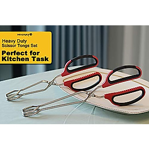 HINMAY Stainless Steel Scissor Tongs 10-Inch and 12-Inch Set, Set of 2