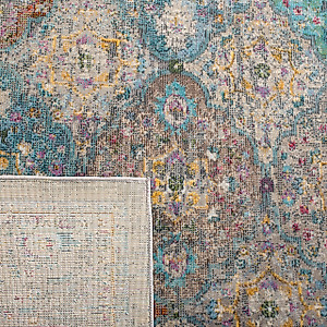 SAFAVIEH Luxor Collection Area Rug - 8' x 10', Ivory & Turquoise, Handmade Boho Chic, Ideal for High Traffic Areas in Living Room, Bedroom (LUX329A)