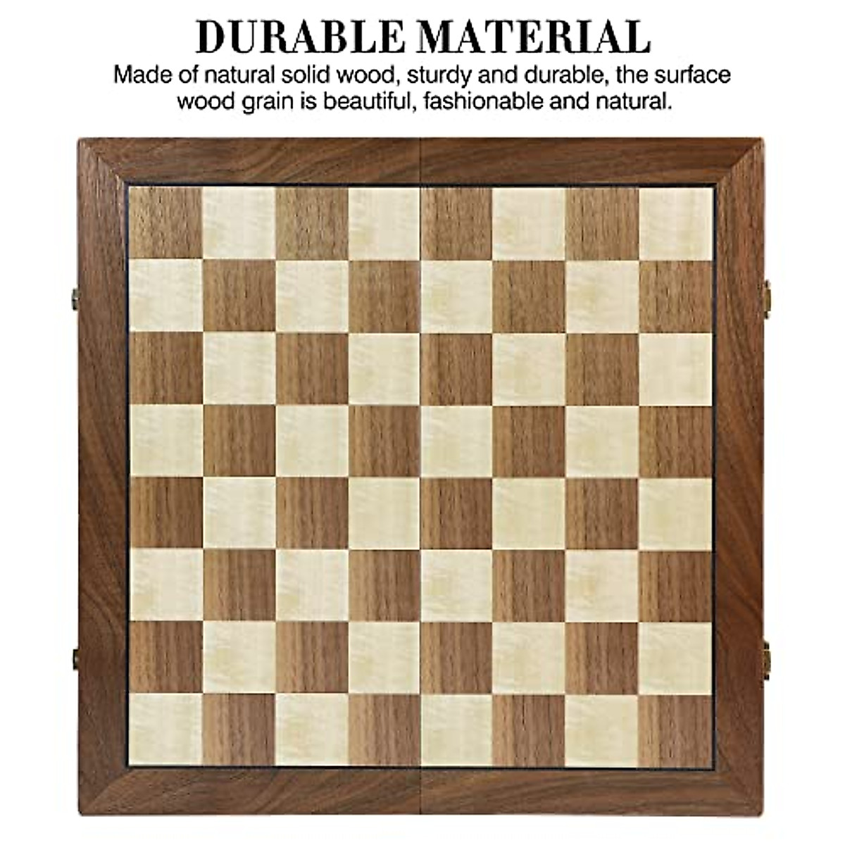 LEAP Magnetic Wooden Chess Sets 15 inch Foldable Chess Board 3 inch King Height Chess Pieces Travel Chess Sets, Chess Board Set with 2 Extra Pieces and Storage Slots for Kids, Adults