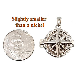 Stanley London Sterling Silver Compass Rose Locket with Working Compass (Locket With Chain No Personalization)