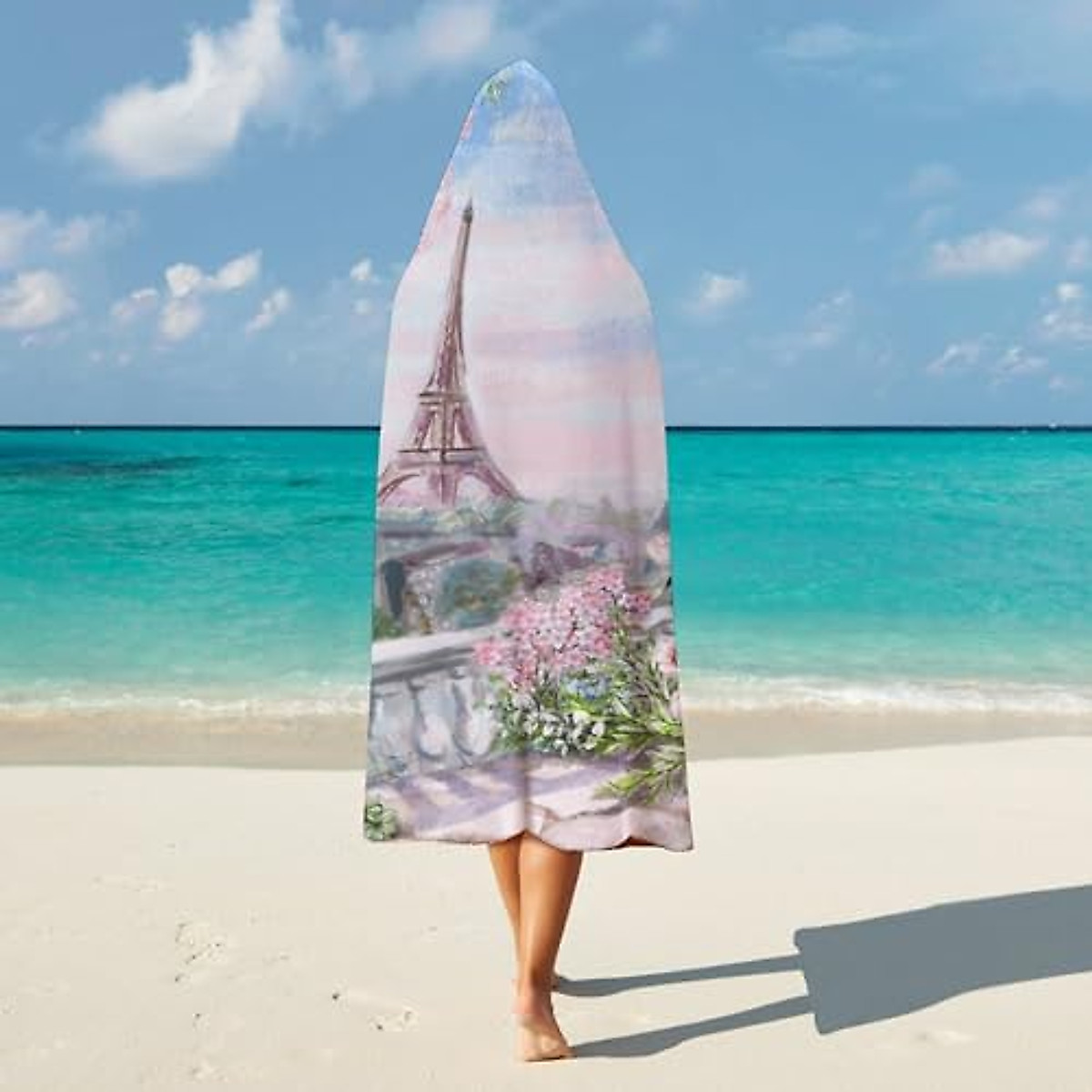 TaoYTao 40"x50" Women Summer Paris Oil Painting Blanket Hoodie, Foldable Wearable Funny Hooded Blanket Robe Cloak, Christmas Birthday Gifts Anniversary For Wife Girlfriend Women