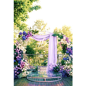 GRUKVAR Wedding Arch Drapes Lavender Ceiling Drapes Purple Gauze Fabric 2 Panels Shinny Wedding Archway Arches Decorations Party Background Celebrations Sheer Backdrop Curtains for Engagement Drapery