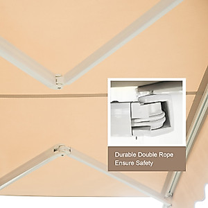 Diensweek Patio Awning Retractable 8'x7' Fully Assembled Manual Commercial Grade - Quality 100% 280G Ployester Window Door Sunshade Shelter - Deck Canopy Balcony P100 Series (8'x7', Beige)