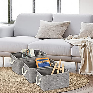 Large Storage Baskets Organizer, Fabric Collapsible Storage Bins, Closet Organizers and Storage Baskets for Organizing Gifts Empty Shelves Home Towel (Grey, 3 Pack)