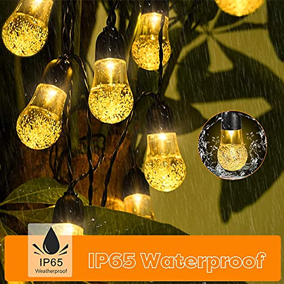 TCJJ Solar String Lights Outdoor, 30 LED 21 Feet Crystal Globe Solar Garden Lights with 8 Lighting Modes, Waterproof Decorative Solar Powered Patio Hanging Lights for Yard Porch Wedding Party