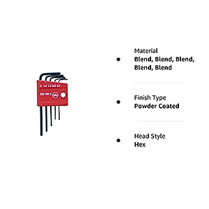 Wiha 35392 5 Piece Mini L-Key Short Hex Metric Set