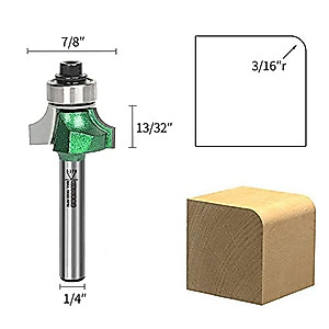 KOWOOD Pro Roundover Bit Set 4 Pcs, 1/4 Inch Shank Router Bit Set, R:1/8", 3/16", 1/4", 5/16"，Designed for Woodworking Enthusiasts