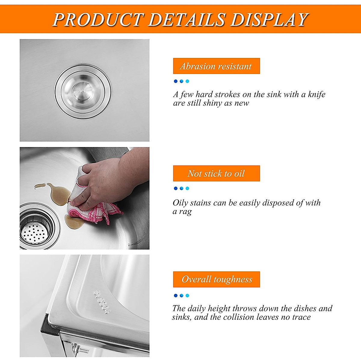 ADASTE Camping Sink Commercial Kitchen Sink Double Basins Stainless Steel Utility Sink Outdoor Catesink Wash Basin Sink with Cold and Hot Tap for Garage Garden Bar Restaurant