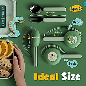 Bentoheaven Kids Travel Utensils with Case, Food-Grade Stainless Steel & BPA-Free Plastic, Travel Kid Cutlery Set, Dishwasher Safe Fork, Spoon & Case, Reusable Flatware, Silverware for Kids(Chameleon)