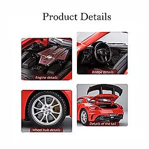 iLooboo Alloy Collectible Red Benz SLS AMG Toy Vehicle Pull Back Die-Cast Car Model with Lights and Sound