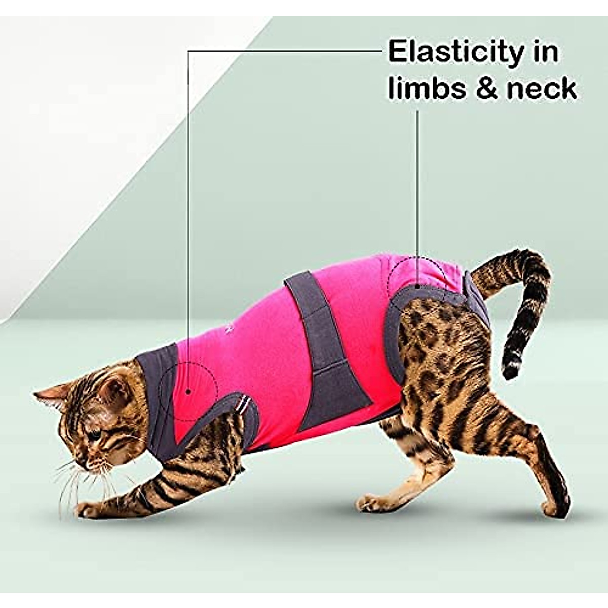 MAXX Cat Post Surgery Suit – Breathable Cat Onesie Surgical Recovery Suit for Wounds – E-Collar Alternative (Pink Grey, XS)