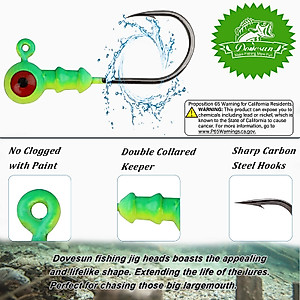 Dovesun Jig Heads for Fishing, Painted Jigheads with 3D Eye Ball Glowing Walleye | Bass | Crappie jigs 1/8oz 40pcs