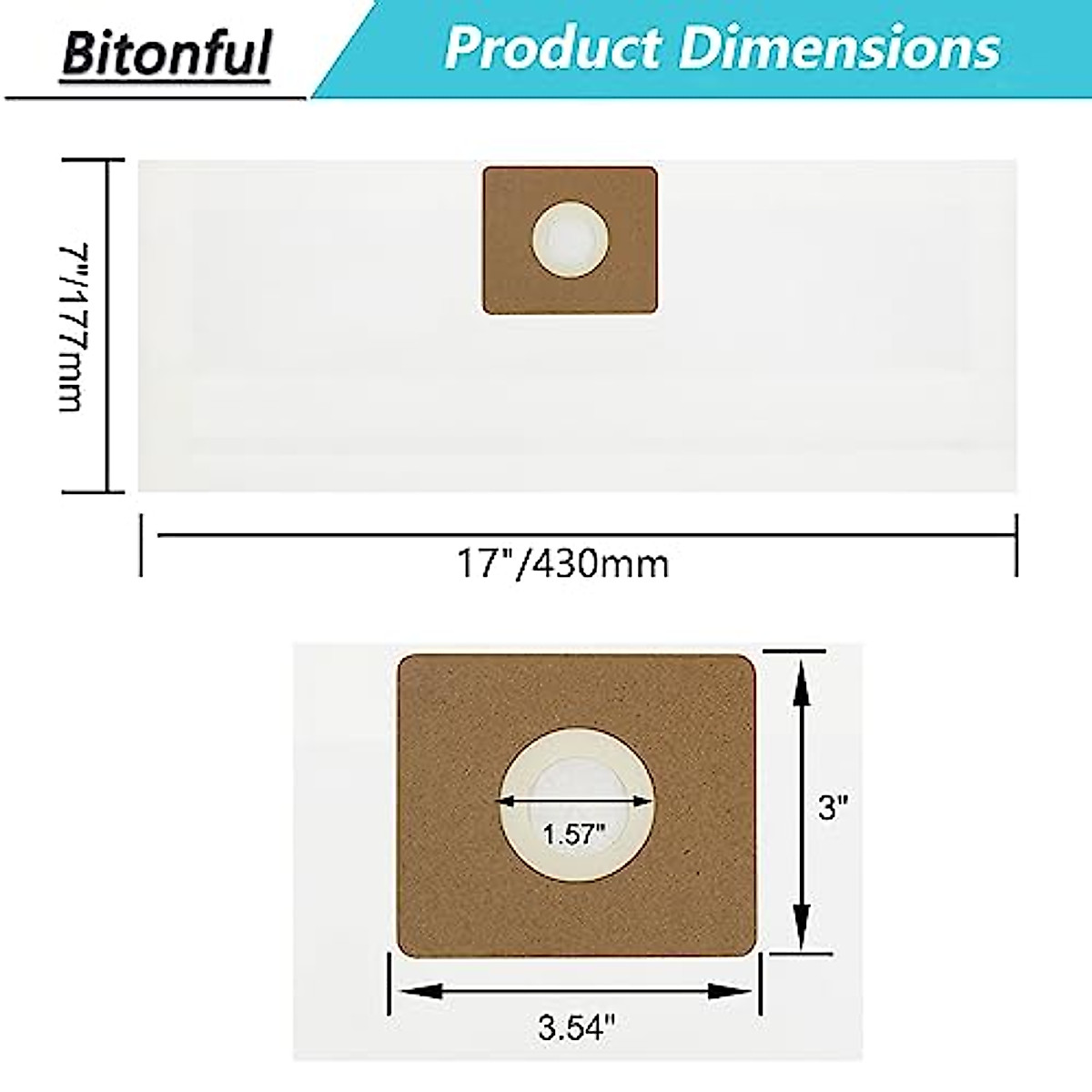 12 Pack Type B Vacuum Filter Bag 90668 Comapatible with Shop-Vac 9066800 2-2.5 Gallon All Around Vacuum QAM70, 2036000, 9303511, 5895220, 5890336, 5892210, CMXZVBE17250