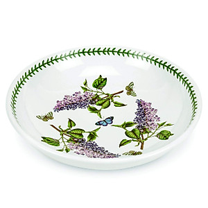 Portmeirion Botanic Garden Low Fruit Bowl | 13 Inch Pasta Bowl with Lilac Motif | Made in England from Fine Earthenware | Microwave and Dishwasher Safe