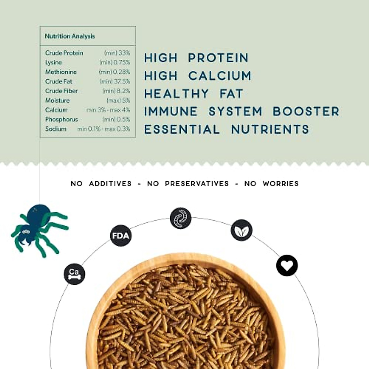 Slithering Delights Dried Mealworms for Reptiles - 3.5 oz lizard food for Bearded Dragon & Reptile Food Treats for Pet Lizard, Gecko, Tropical Fish and Birds, Turtles - Dehydrated High Protein content