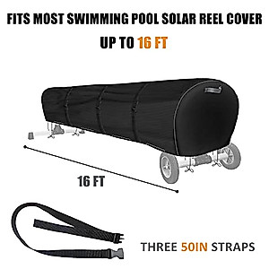 Kintaki Swimming Pool Solar Reel Cover, 16Ft Pool Solar Blanket Reel Cover, Winter Solar Reel and Blanket Covers for Inground Pool, Heavy Duty Waterproof Pool Solar Blanket Reel Cover, Black