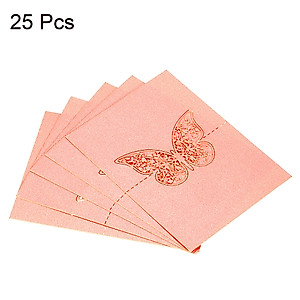 PATIKIL Table Name Place Cards, 25Pcs Favor Decor Hollow Butterfly Cut Design Blank Card for Wedding Party Seating Place Cards, Light Pink