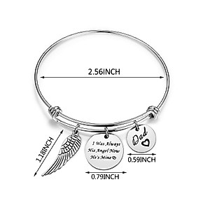 WUSUANED Memorial Bracelet I Was Always His Angel Now He's Mine In Memory Of Loved One Dad Sympathy Gift (In memory of dad bracelet)