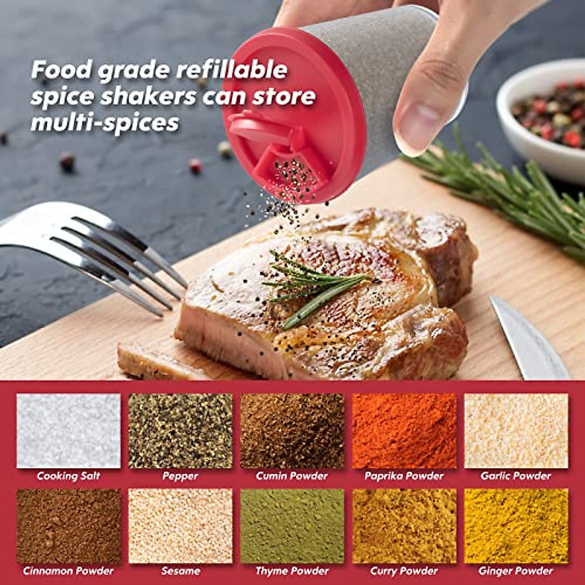 Salt and Pepper Shakers Set of 2 - Jelife 4.3oz Salt Shaker with Lid Medium Airtight Plastic Spice Jar, Moisture-Proof Spice Dispenser Set to go for Travel Camping Picnic Outdoors Kitchen Lunch Boxes