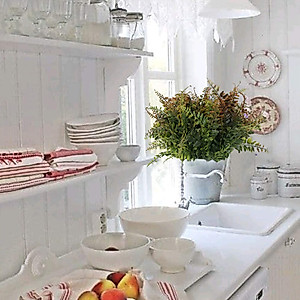 XHXSTORE 4pcs Artificial Boston Fern Plant Plastic Fern Leaves Artificial Fern Bouquet Persian Grass Artificial Shrubs for Fall Outside Inside Hanging Basket Fireplace Garden Home Decoration