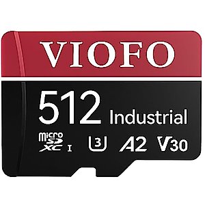 VIOFO 512GB Industrial Grade microSD Card, U3 A2 V30 High Speed Memory Card with Adapter, Support Ultra HD 4K Video Recording