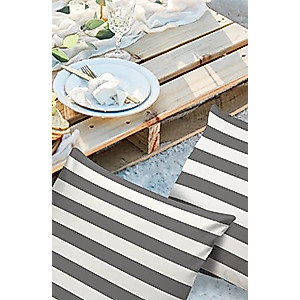 Outdoor Pillows 16x16 Waterproof Outdoor Pillow Covers,Grey Striped Horizontal Geometric Polyester Throw Pillow Covers Garden Cushion for Patio Couch Decoration Set of 2,Farmhouse Stripes Gray