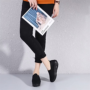 GSLMOLN Women's Slip On Walking Shoes Air Cushion Mesh Breathable Sock Sneakers Tennis Running Shoes Non-Slip Fashion Casual Wedge Platform Loafers Workout Exersices Outdoor Black Size 8.5