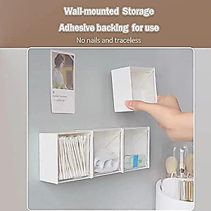 4 Pack Qtip Holder Canisters For Cotton Ball Cotton Swab, Floss Clear Wall Mounted Dispenser Bathroom Storage Organizer Vanity Bathroom Countertop Storage Container