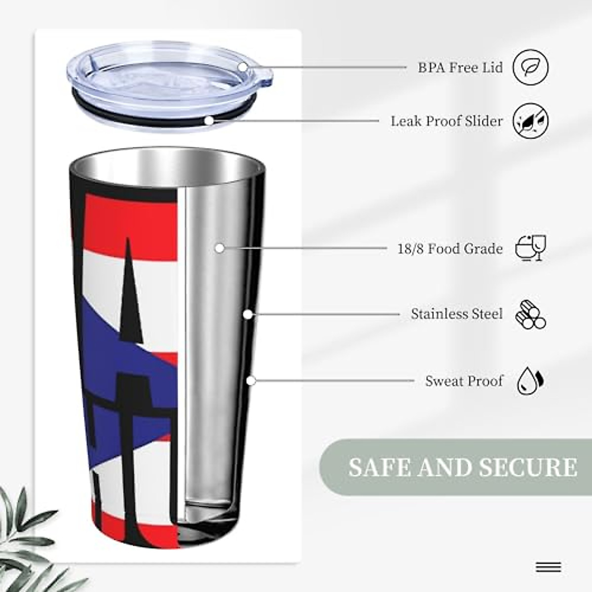 VKKOEWL Puerto Rico Flag Stainless Steel Insulated Tumbler 20 Oz Travel Water Bottle Coffee Mug Drink Cup With Lid Straw