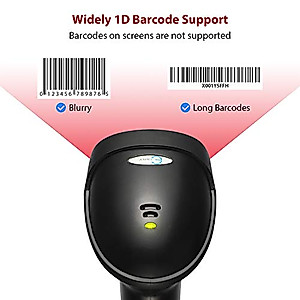Barcode Scanner, Wired Handheld Bar Code Scanner with Adjustable Stand, Esky Automatic 1D USB Laser Scanner Support Windows/Mac/Linux for POS System Sensing, Store, Supermarket, Warehouse