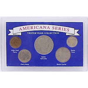 Americana Series Yesteryear Coin Collection W/Barber Half, Quarter, Dime, Nickel and Indian Cent