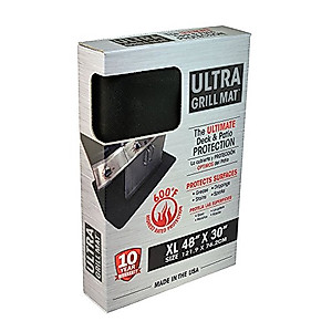 Diversitech Outdoor Gas Grill BBQ & Fire Pit Mat 48" x 30" - Protects Decks & Patios - 10 Year Warranty, Black