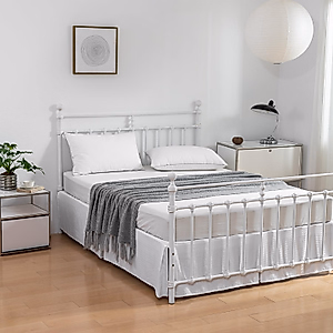 xuan dian Twin Bed Skirt - Twin Size Bed Skirt 14 Inch Drop with Split Corners, Pleated Waffle Weave Bed Skirt,Tailored Dust Easy Fit,Machine Washable (White, Twin - 14" Drop)