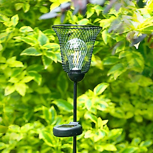 Solar Bulb Garden Light Stake - Metal Solar Bulb Stake with Warm White Edison Bulb Garden Art Lamp for Outdoor, Pathway, Yard, Lawn,Housewarming Gift