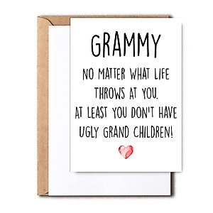 Funny Grammy Card, No Matter What Life Throws At You At Least You Don't Have Ugly Grand Children, Greeting Birthday Card, Mother's Day Card