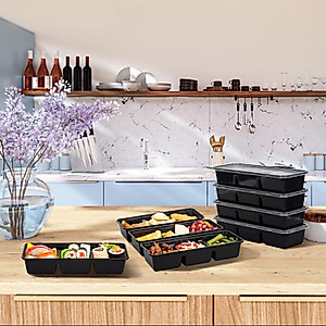 MOQRUAO 50 Packs 17oz Meal Prep Containers,Disposable Plastic Bento Boxes with 3 Compartments Food Containers Snack,Dessert,Travel Lunch Boxes for Office,Picnic