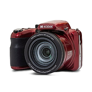 Kodak PIXPRO Astro Zoom AZ425 20MP Digital Camera (Red) Bundle with 32GB Card and Rechargeable Battery and Charger Kit (3 Items)