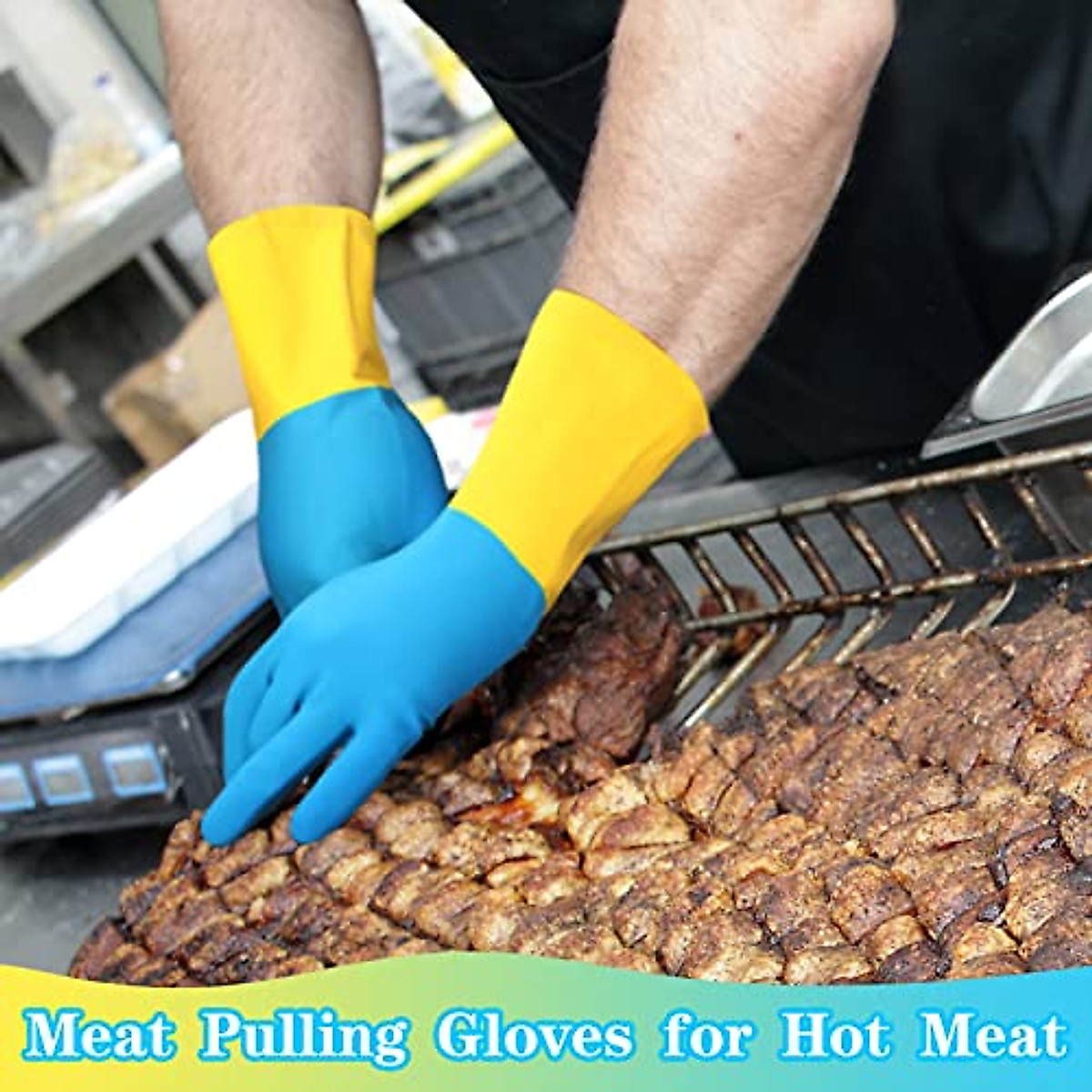 3 Pairs Meat Pulling Gloves Grilling Gloves with 6 Pairs Cotton Gloves Liner Reusable Heat Resistant BBQ Gloves Pork and Meat Pulling Gloves for Pork Chicken Hot Meat